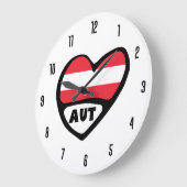 Austria Country Code AUT Flag Heart Large Clock | Zazzle