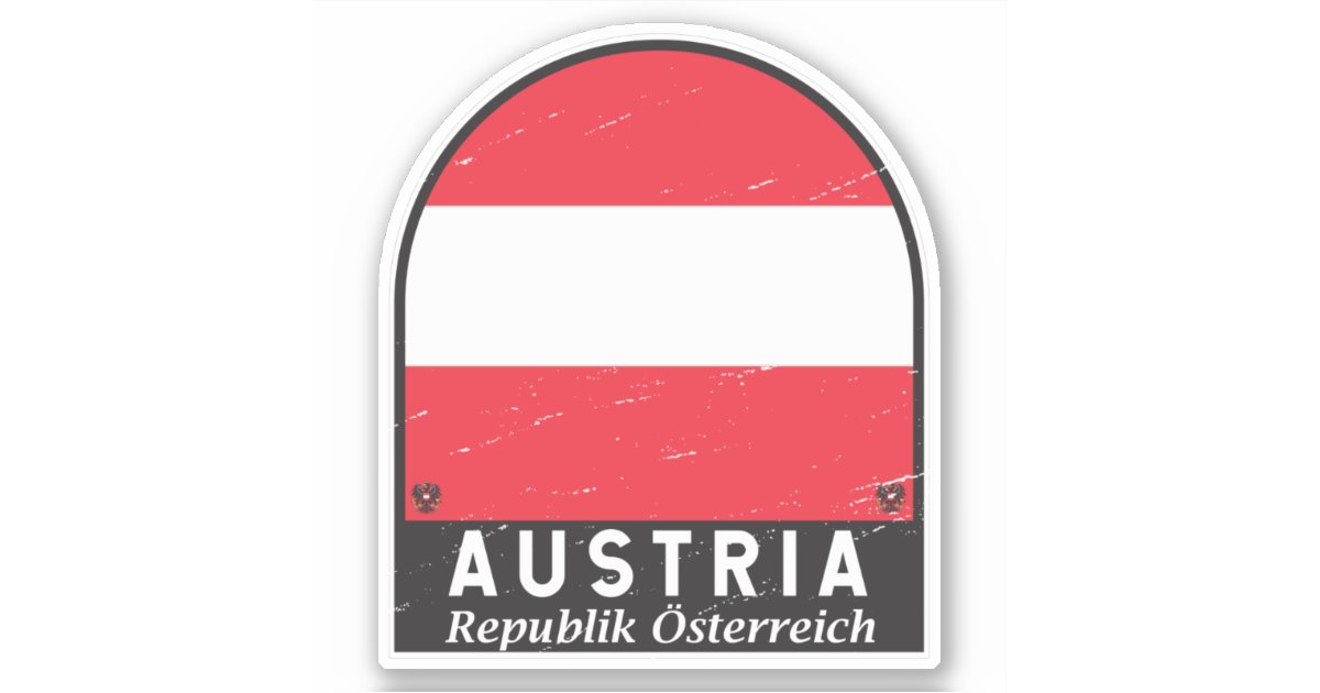 Austria Flag Emblem Distressed Vintage Sticker | Zazzle