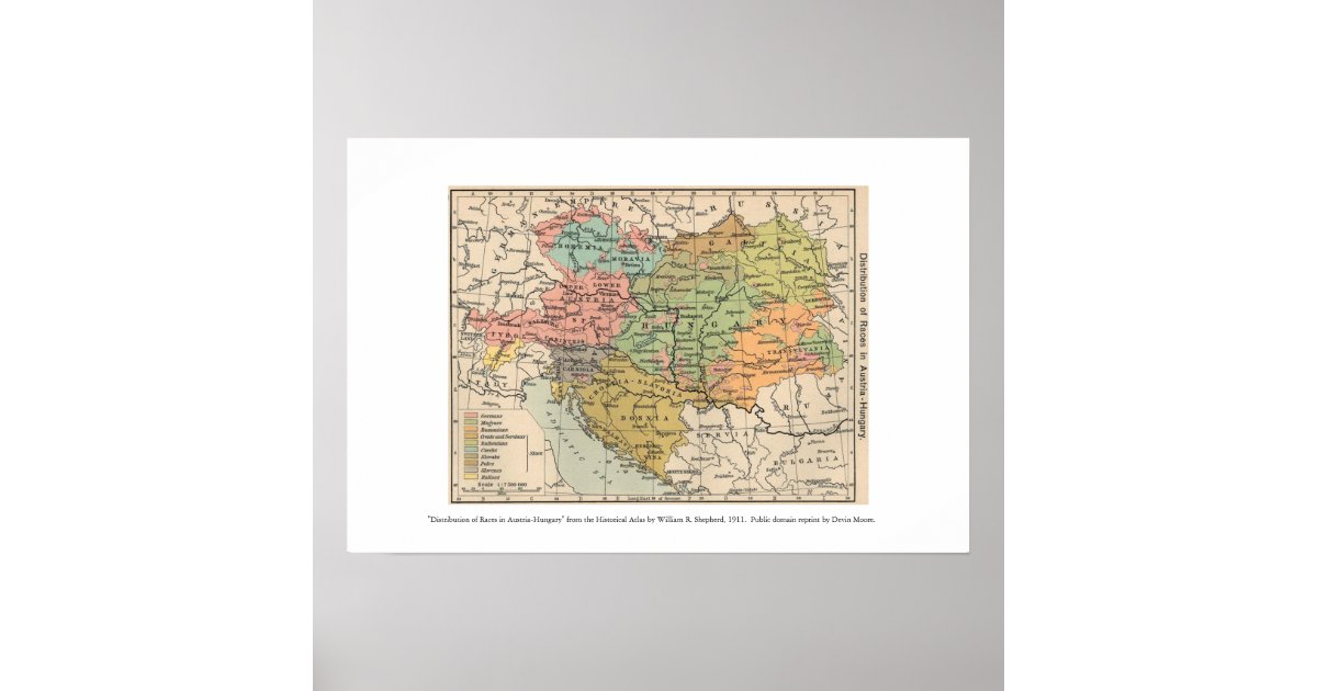 austria hungary 1911 map poster | Zazzle