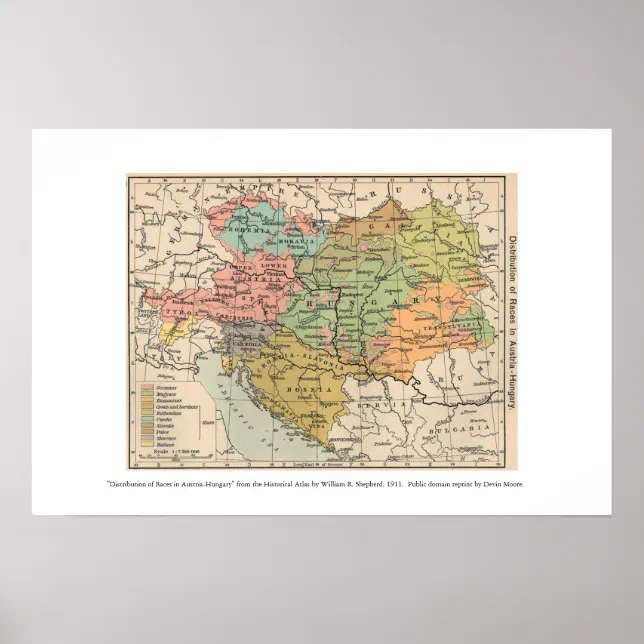 austria hungary 1911 map poster | Zazzle