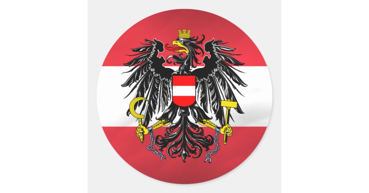 Austrian Flag & Coat of Arms Classic Round Sticker | Zazzle