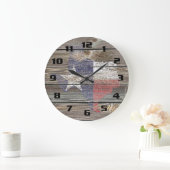 Authentic and Rustic Texas Map and Flag on wood Large Clock | Zazzle