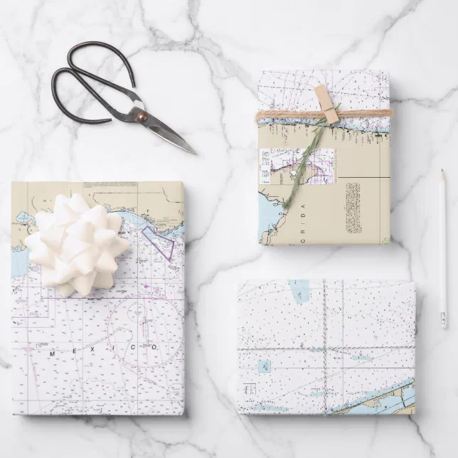 Authentic Florida Nautical Charts Boating Wrapping Paper Sheets | Zazzle