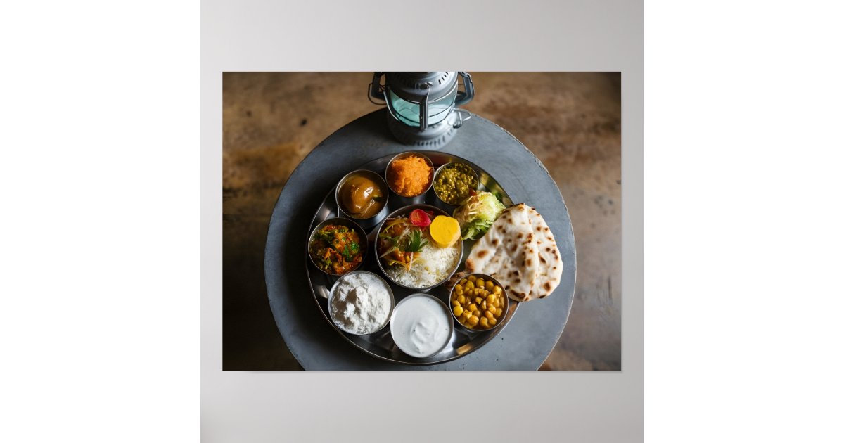 Authentic Indian Hindu Veg Thali Food Platter Poster | Zazzle
