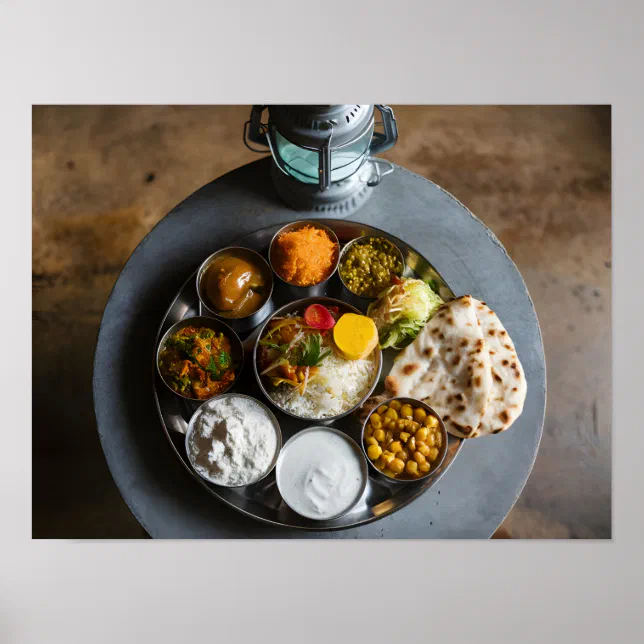 Authentic Indian Hindu Veg Thali Food Platter Poster | Zazzle