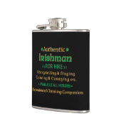 Authentic Irishman For Hire Funny Hip Flask | Zazzle