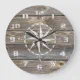 Authentic looking Wood Rustic Nautical Compass Large Clock | Zazzle