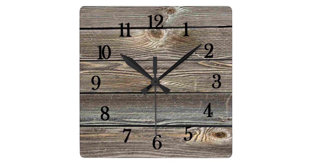 Authentic looking wood square wall clock | Zazzle