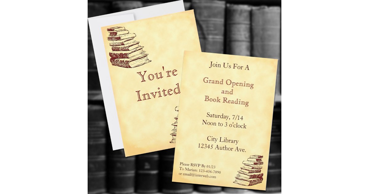 Author Book Party Vintage Art Custom 5x7" Invitation | Zazzle