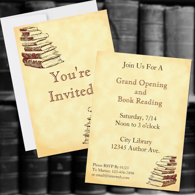 Author Book Party Vintage Art Custom 5x7" Invitation | Zazzle