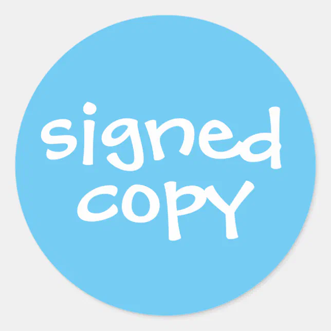 Author Book Signed Copy Blue Classic Round Sticker | Zazzle