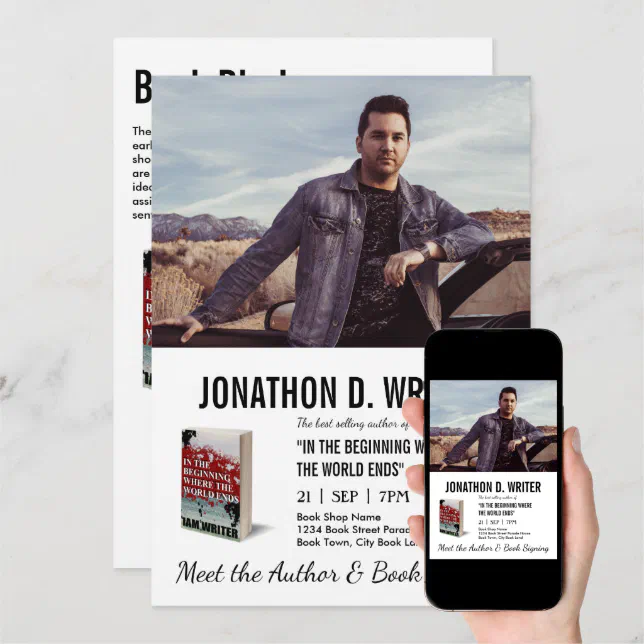 Author Book Signing & Book Promotion Advertisement Invitation | Zazzle