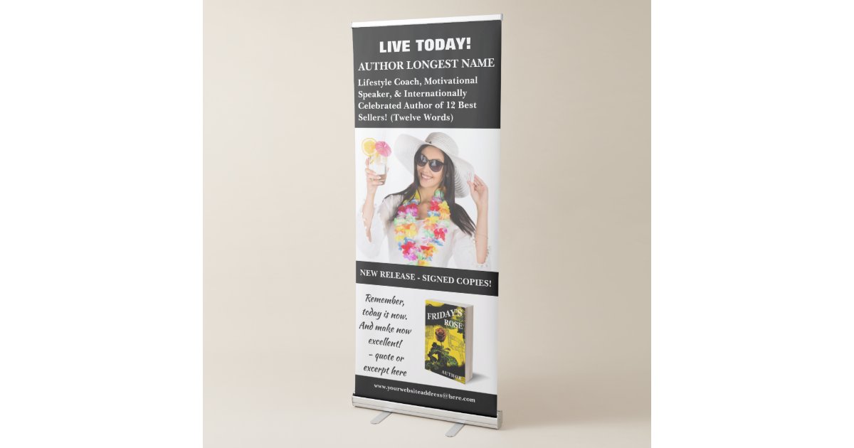 Author Event Black Retractable Banner | Zazzle