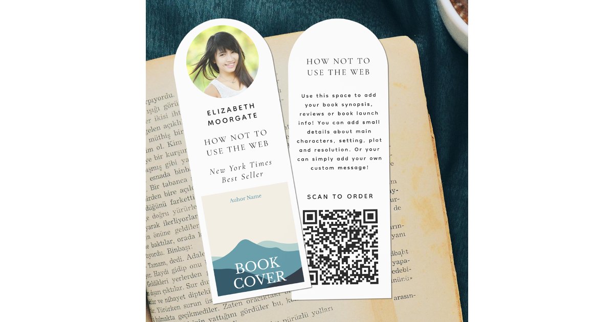 Author Photo Book Launch Promotional Qr Code Bookmarks | Zazzle