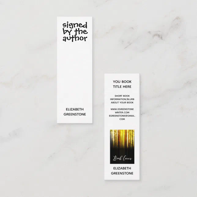 Author Promotional Signed Mini Bookmark Card | Zazzle
