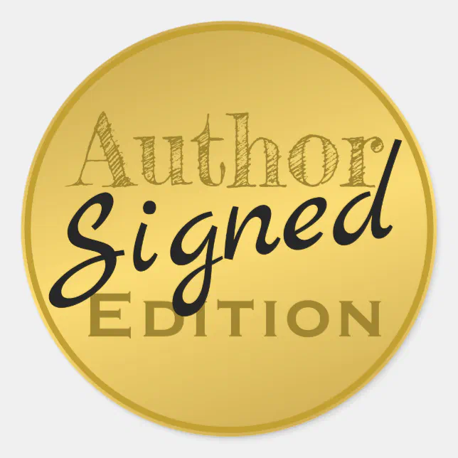 Author Signed Yellow Gold Classic Round Sticker | Zazzle
