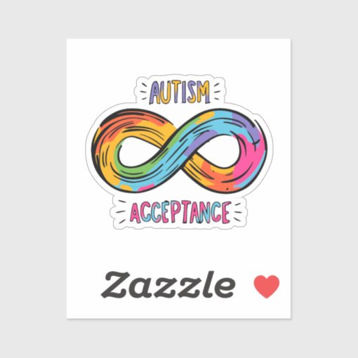 Autism Acceptance Colorful Rainbow Infinity Symbol Sticker | Zazzle