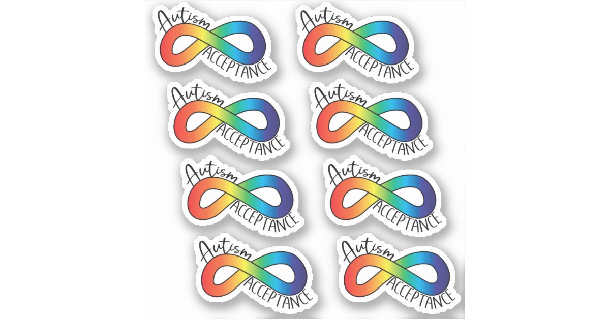 Autism Acceptance Rainbow Infinity 6 Pack Sticker | Zazzle