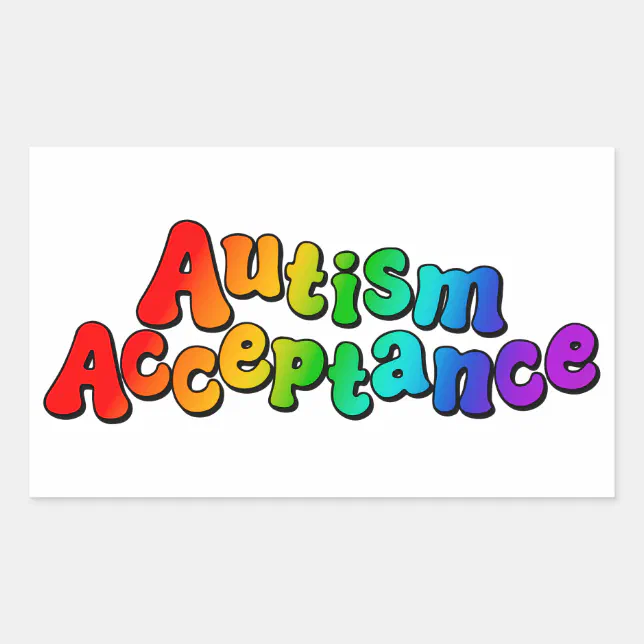 Autism Acceptance Rainbow Typography Rectangular Sticker | Zazzle