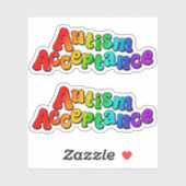 Autism Acceptance Rainbow Typography Sticker | Zazzle
