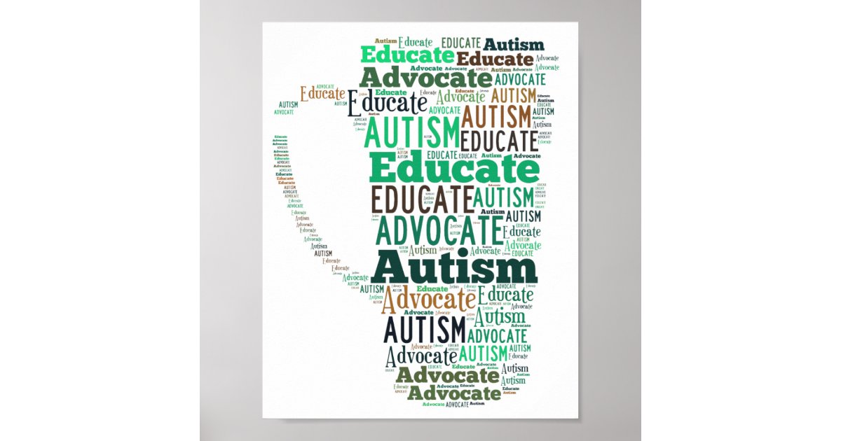 Autism Advocate Educate Poster GoTeamKate | Zazzle