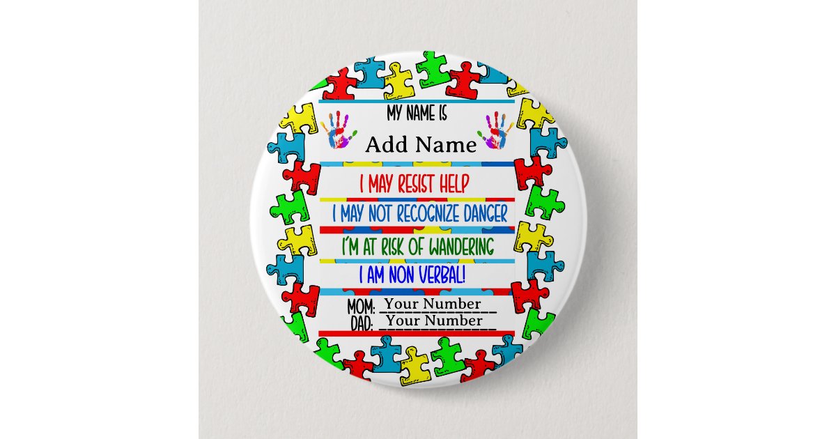 Autism Alert | Nonverbal Pin Button Badge | Zazzle