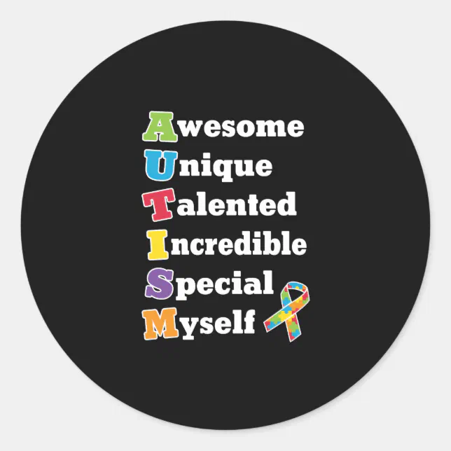 Autism Awareness Acronym Classic Round Sticker | Zazzle