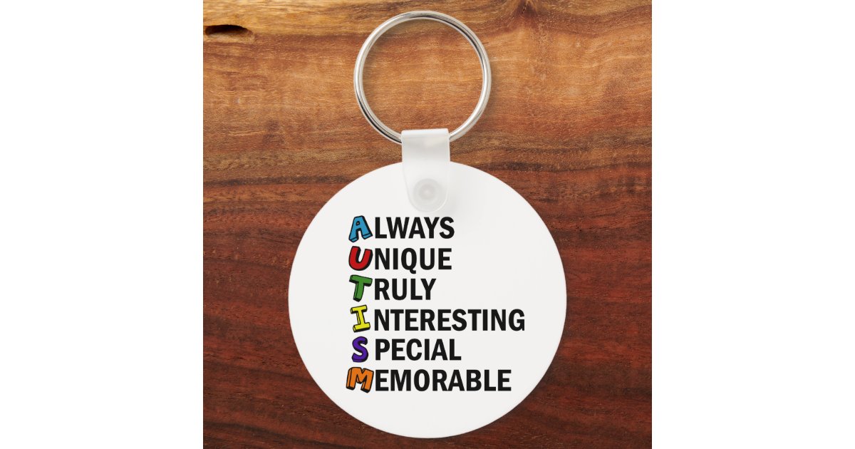 Autism Awareness Acrostic Cute Rainbow Word Poem Keychain | Zazzle