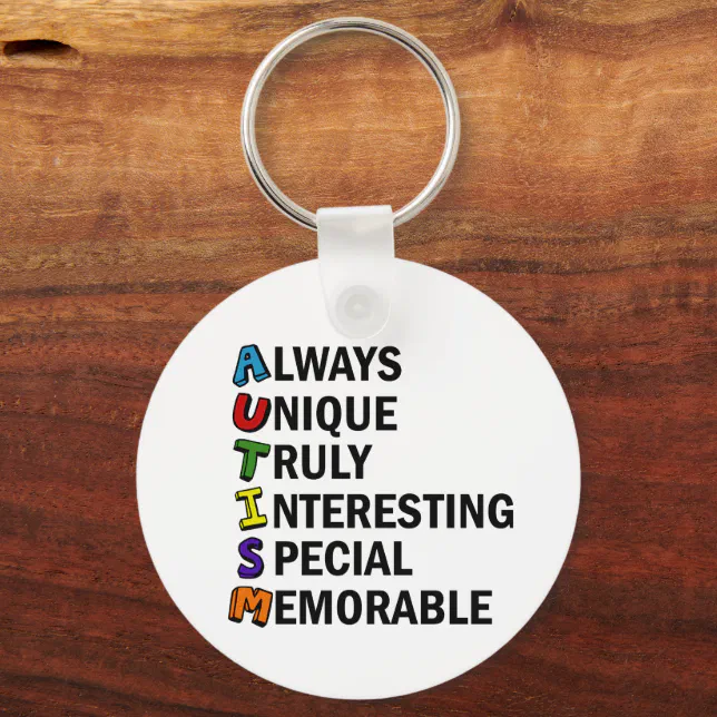 Autism Awareness Acrostic Cute Rainbow Word Poem Keychain | Zazzle