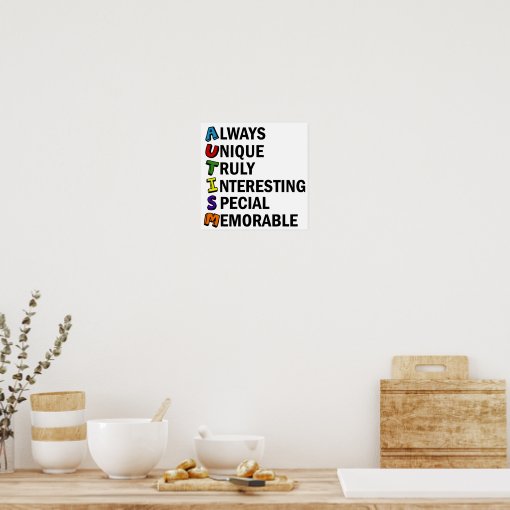 Autism Awareness Acrostic Cute Rainbow Word Poem Poster | Zazzle