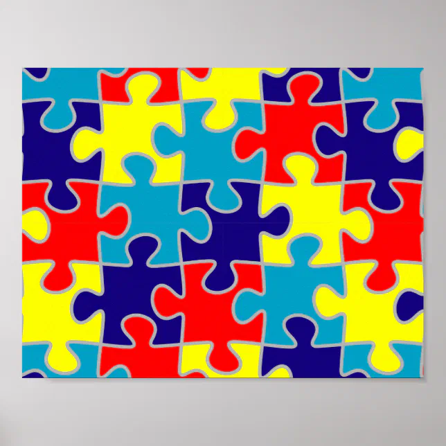 Autism Awareness ASD Aspergers Puzzle Pattern Poster | Zazzle