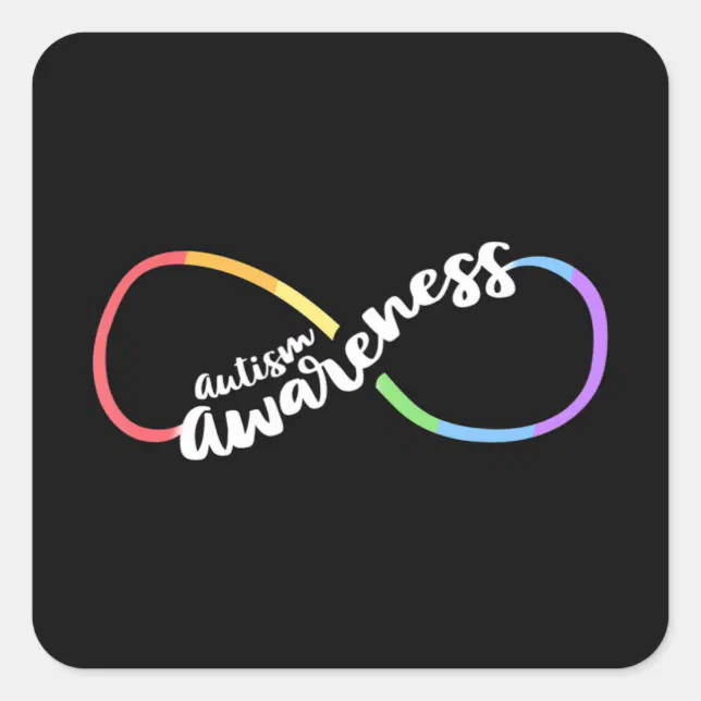 Autism Awareness Autistic Acceptance Rainbow Infin Square Sticker | Zazzle