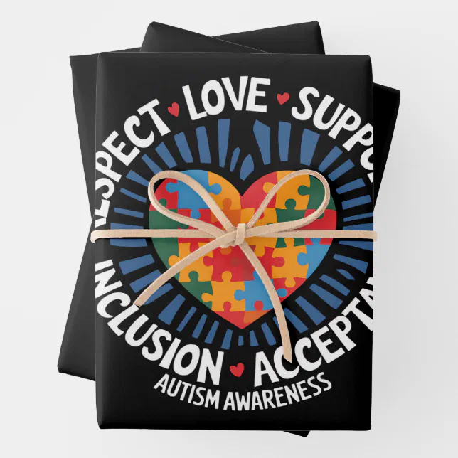 Autism Awareness Autistic Respect Love Support Wrapping Paper Sheets ...