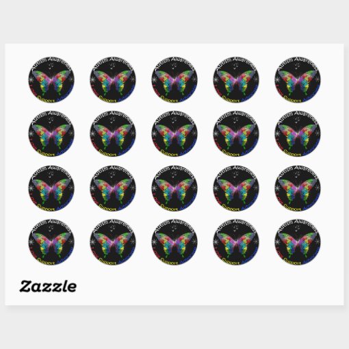 Autism Awareness Butterfly Classic Round Sticker | Zazzle