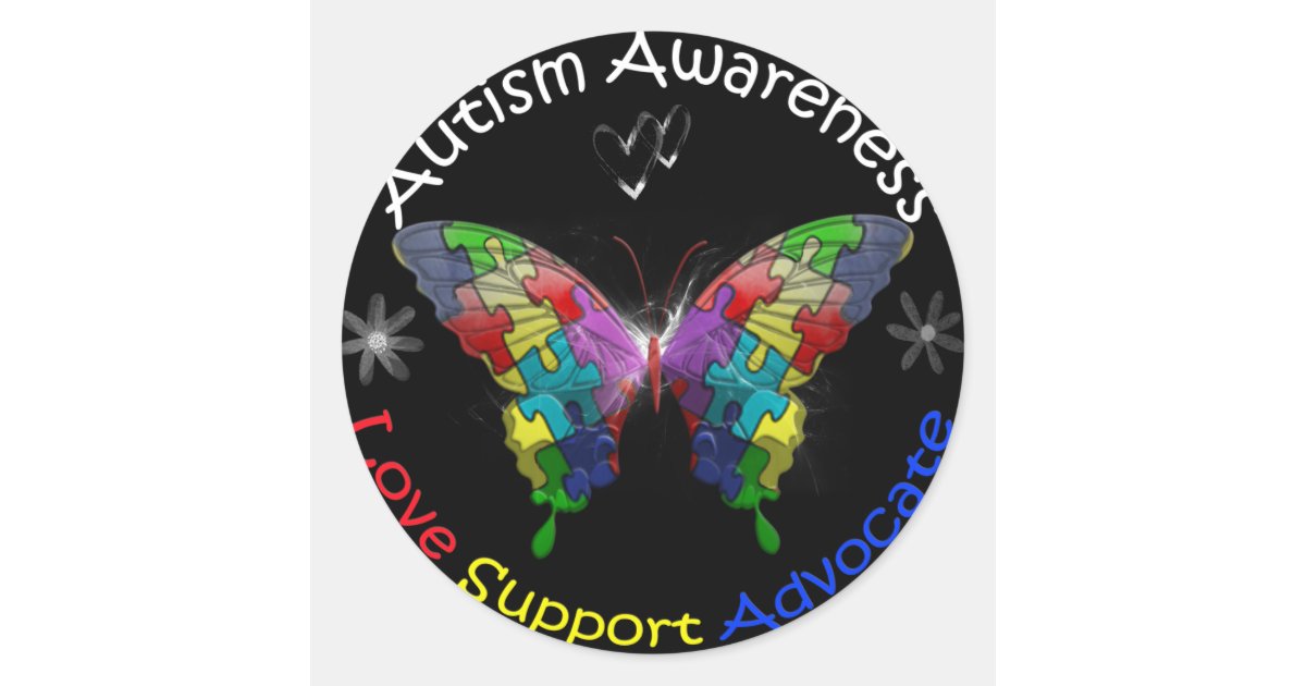 Autism Awareness Butterfly Classic Round Sticker | Zazzle
