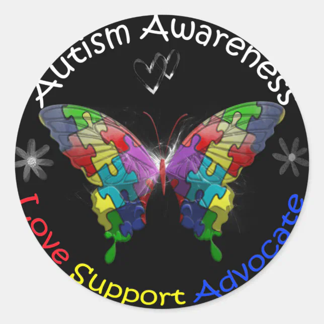 Autism Awareness Butterfly Classic Round Sticker | Zazzle