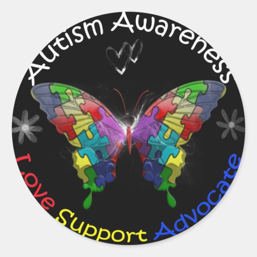 Autism Awareness Butterfly Classic Round Sticker | Zazzle
