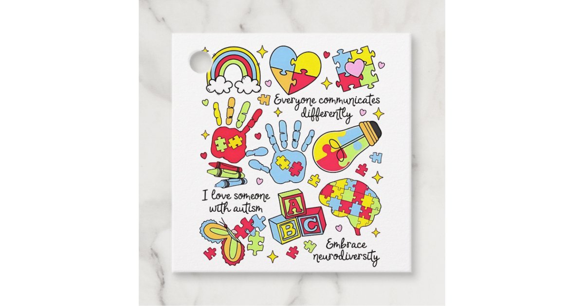Autism Awareness Embrace Diversity Neuro Inclusive Favor Tags | Zazzle