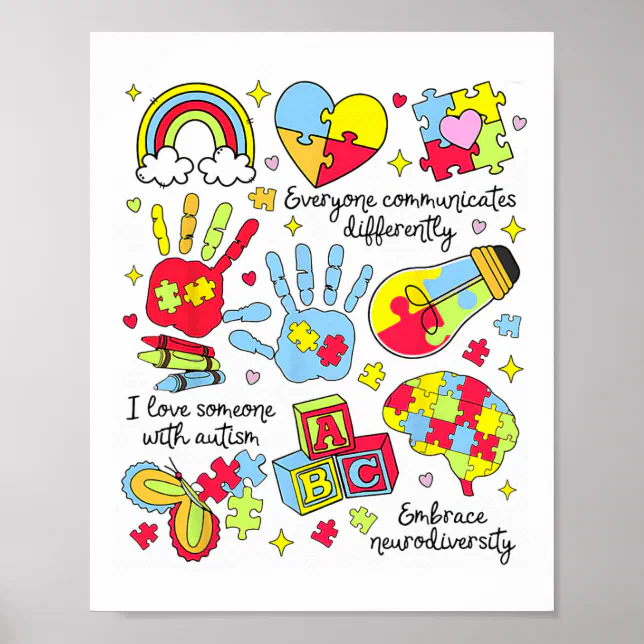 Autism Awareness Everyone Communicates Differently Poster | Zazzle