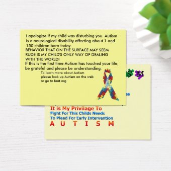 Autism Awareness Explanation Cards - Customized | Zazzle
