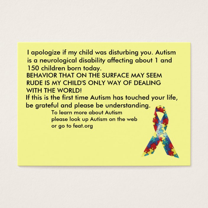 Autism Awareness Explanation Cards - Customized | Zazzle