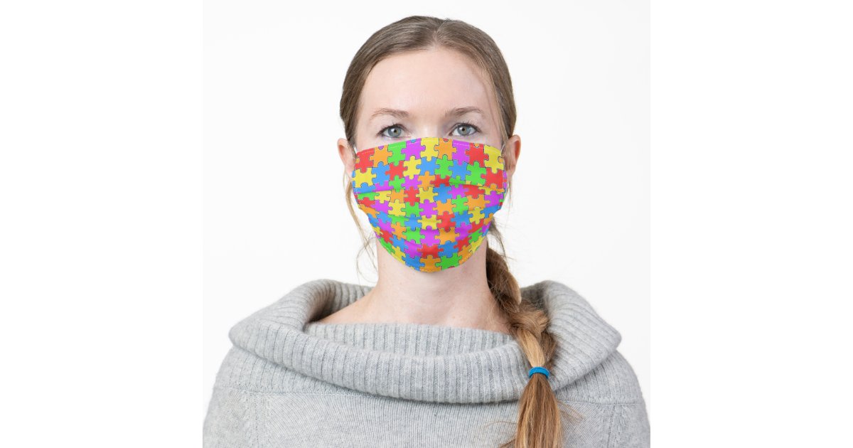 Autism Awareness Face Mask with Puzzle Pieces | Zazzle