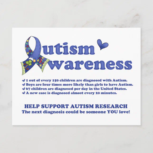 Autism Awareness (facts about Autism) Postcard | Zazzle