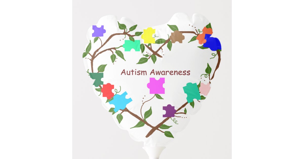 Autism Awareness Heart Wreath balloon | Zazzle