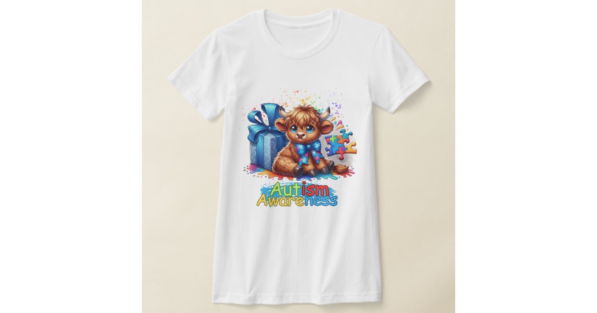 Autism Awareness Highland Cow T-Shirt | Zazzle