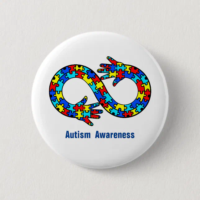 Autism Awareness Jigsaw Puzzle Infinity Symbol Button | Zazzle