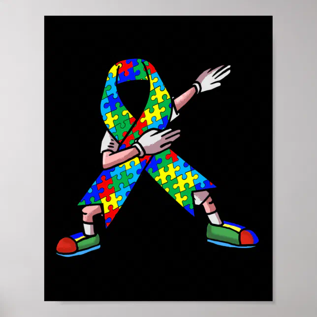 Autism Awareness Kids Dabbing Puzzle Piece Love Da Poster | Zazzle