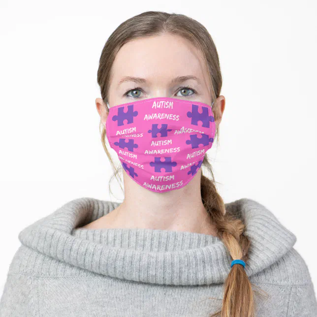 Autism Awareness Mask in Pink and Purple | Zazzle