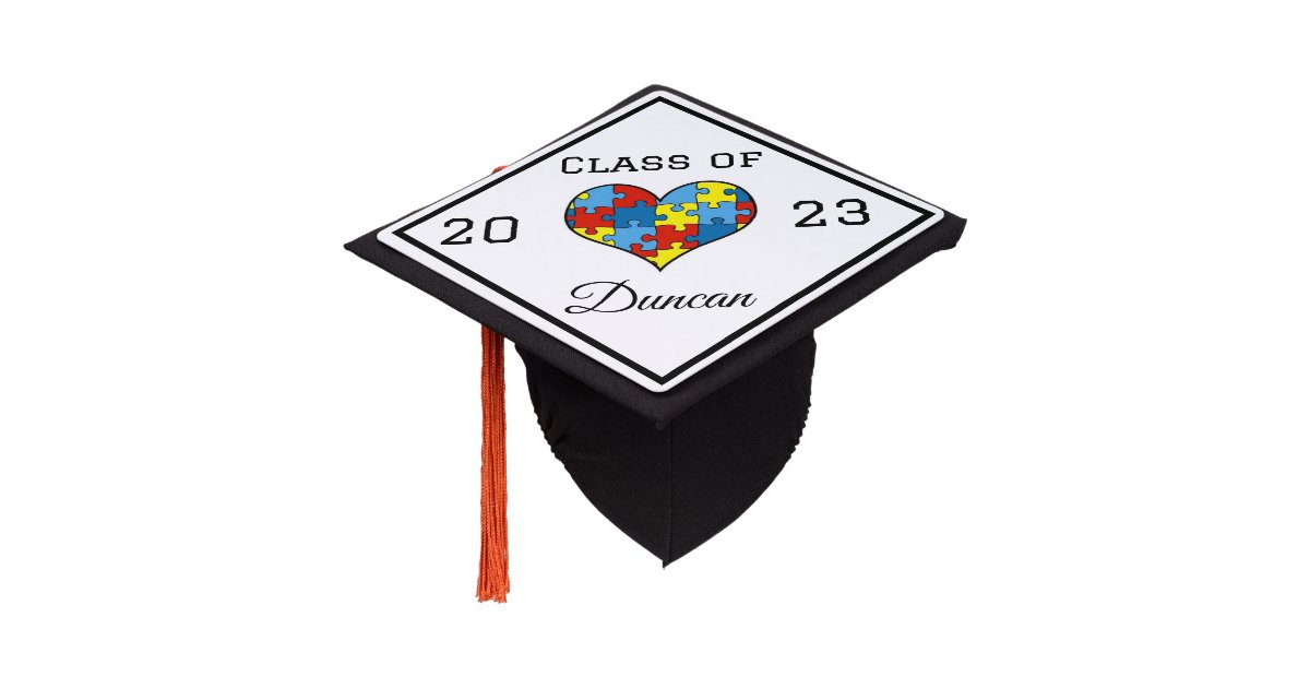 Autism Awareness Personalized Name and Class Graduation Cap Topper | Zazzle