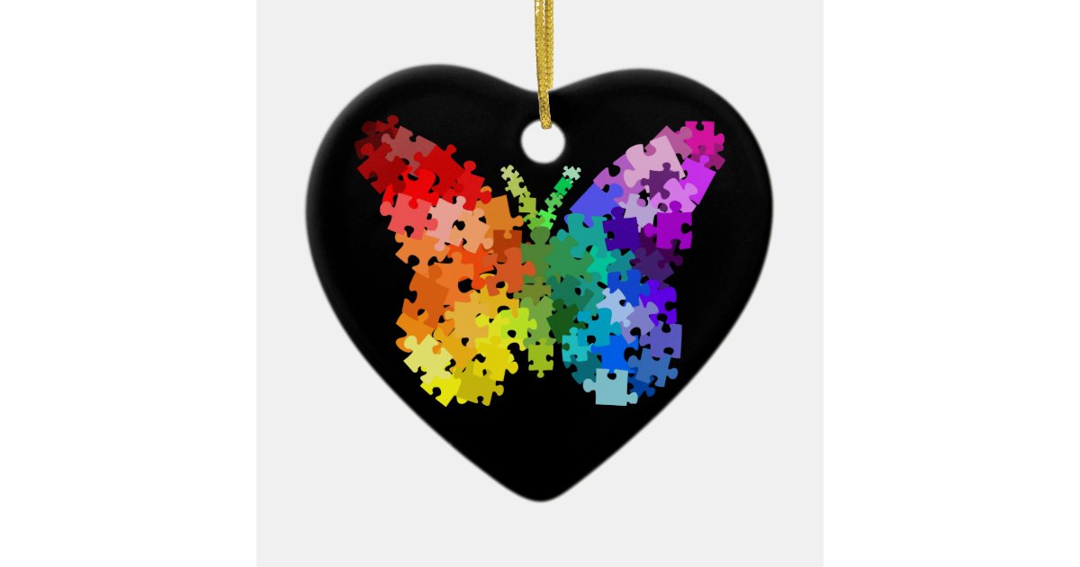Autism Awareness Puzzle Butterfly Ornament | Zazzle